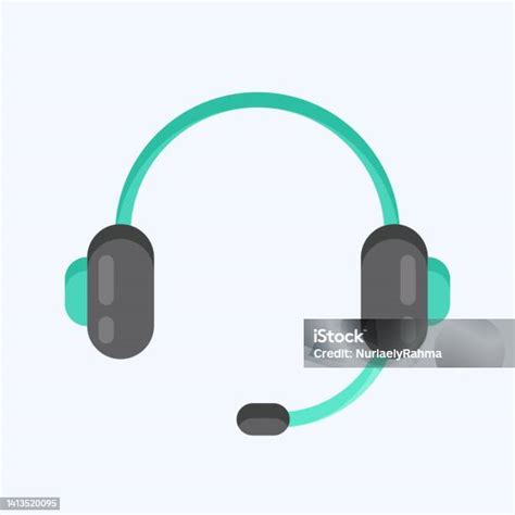 아이콘 헤드폰 컴퓨터 구성 요소 기호에 적합합니다 플랫 스타일 편집 가능한 간단한 디자인 디자인 템플릿 벡터 간단한 그림 고체에 대한 스톡 벡터 아트 및 기타 이미지