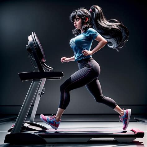 Premium Photo Woman Running On A Treadmill At The Gym Generative Ai