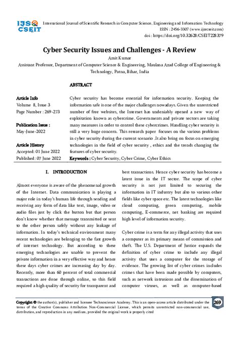 Pdf Cyber Security Issues And Challenges A Review