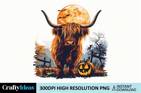 Halloween Highland Cow Clipart Graphic By Craftyideas · Creative Fabrica