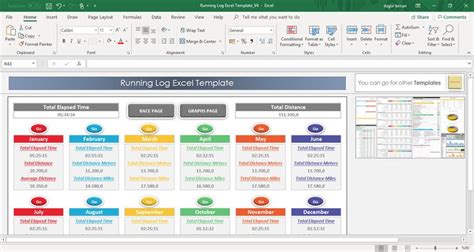 Running Log Excel Template Running Tracker Running Excel Planner