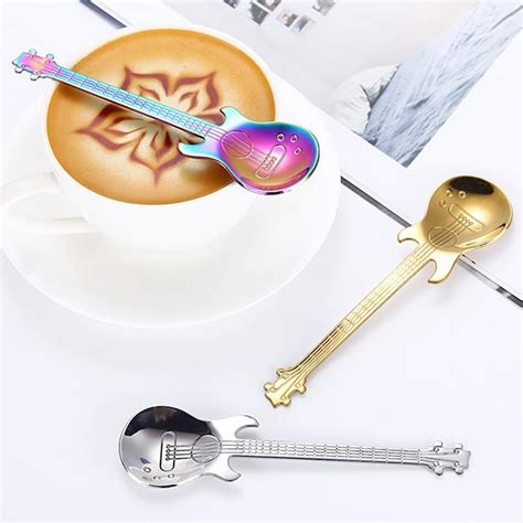 기타 커피 티 스푼 스테인레스 스틸 음악 노트 스푼 차 스푼 커피 교반 설탕 디저트 Aliexpress
