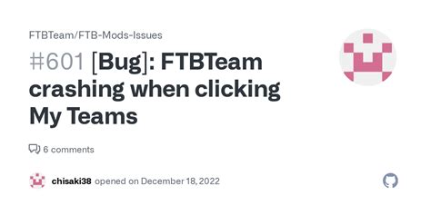 Bug Ftbteam Crashing When Clicking My Teams · Issue 601 · Ftbteam
