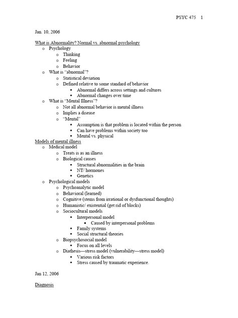 Psyc 475 1 Notes Pdf Panic Disorder Personality Disorder