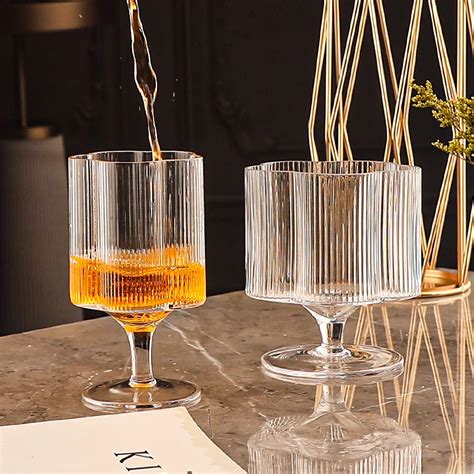 Wide Mouth Ripple Wine Glasses Free Shipping