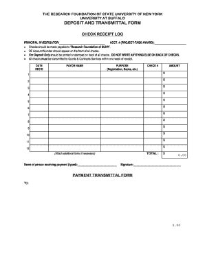 Fillable Online Buffalo Deposit And Transmittal Form Check Receipt Log