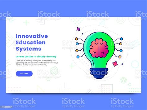 학교 교육 및 학습 전구 및 두뇌 아이디어 배경과 관련된 혁신 랜딩 페이지 템플릿 개념에 대한 스톡 벡터 아트 및 기타 이미지 개념 개념과 주제 공부 Istock