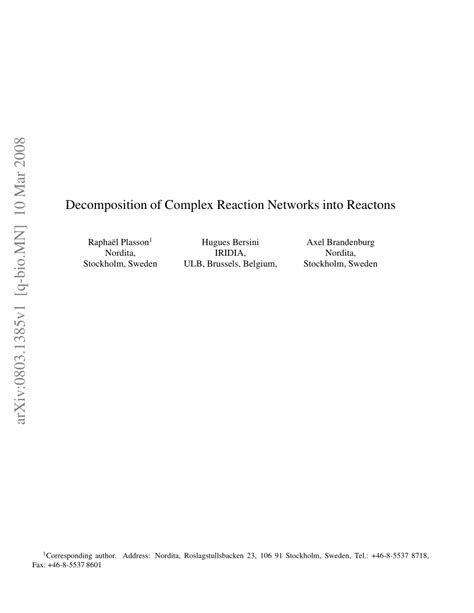 pdf decomposition of complex reaction networks into reactons