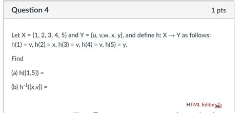 solved question 4 1 pts let x {1 2 3 4 5} and y {u