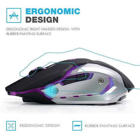 Hot Offer Azzor Rechargeable Wireless Gaming Mouse 7 Color Backlight Breath Comfort Gamer Mice