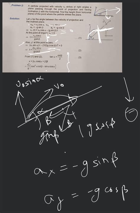 problem 2 a particle projected with velocity v {0} strikes at right angl