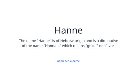 Hanne Meaning Origin Nicknames And Popularity Namepedia