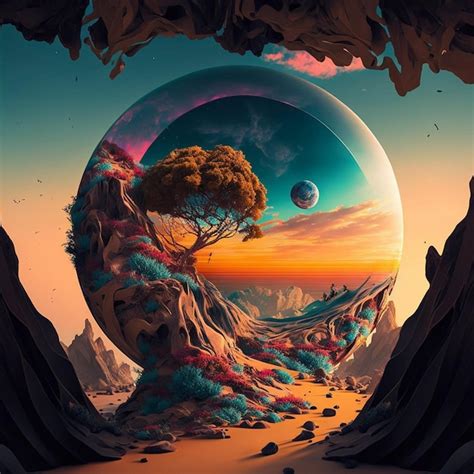 Premium Photo A Planet With A Tree In It