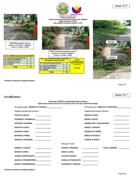 Annex C 1 Photo Documentation Barangay Barco Monthly Monitoring Report