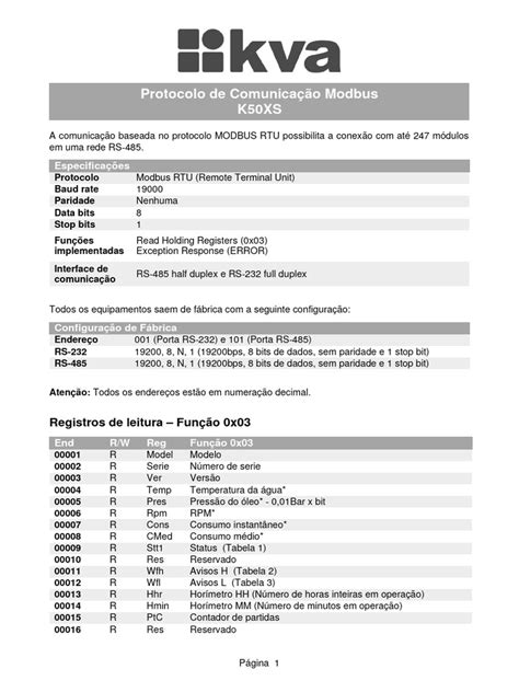 Tabela Modbus K50xs Pdf Arquitetura De Computadores Ciência Da