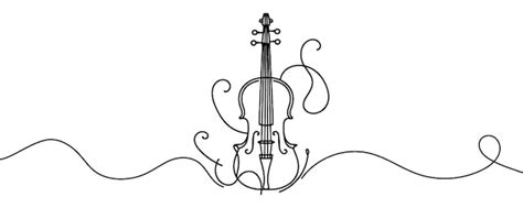Premium Vector One Continuous Drawing Of A Violin Stringed Musical