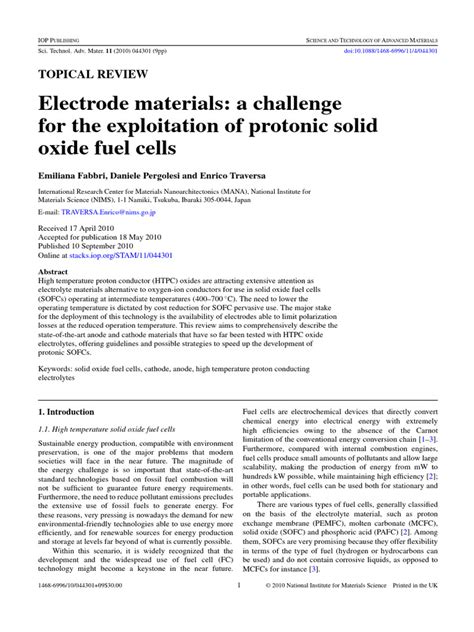 Electrode Materials A Challenge For The Exploitation Of Protonic Solid Oxide Fuel Cells Pdf