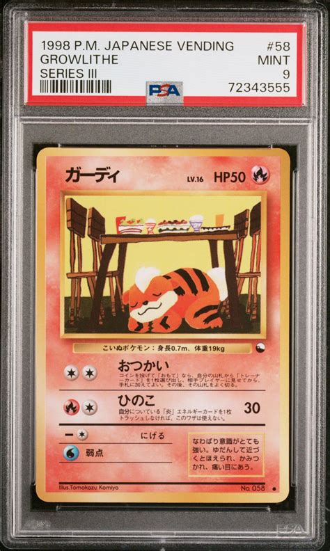 1998 Pokemon Japanese Vending 58 Growlithe Series Iii PSA 9 GameStop