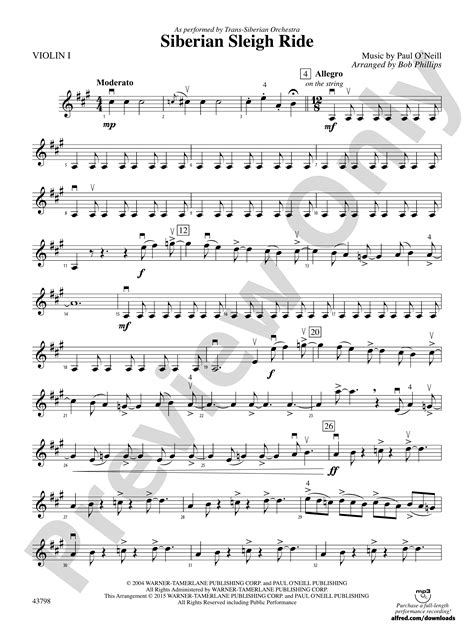Siberian Sleigh Ride 1st Violin 1st Violin Part Digital Sheet Music