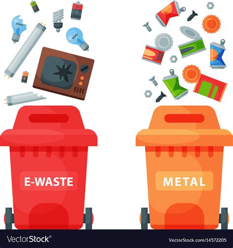 Recycling Garbage Elements Trash Bags Tires Vector Image