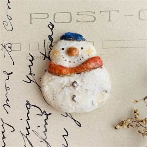 雪だるまブローチ青ぼうしchristmas Brooch かりたひかり Minne 国内最大級のハンドメイド・手作り通販サイト