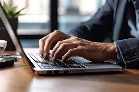 Premium Photo Hand Typing Keyboard On Laptop Computer