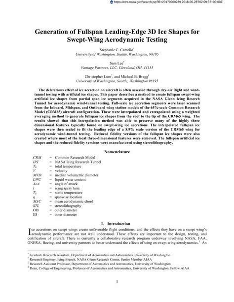 Pdf Generation Of Fullspan Leading Edge 3d Ice Shapes For