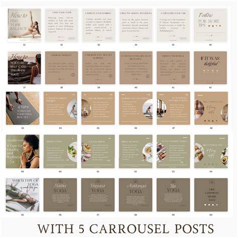 Yoga Instagram Canva Template Bundle For Yoga Studio Social Media