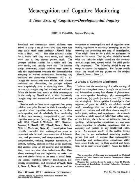 45848755 flavell 1979 metacognition and cognitive monitoring