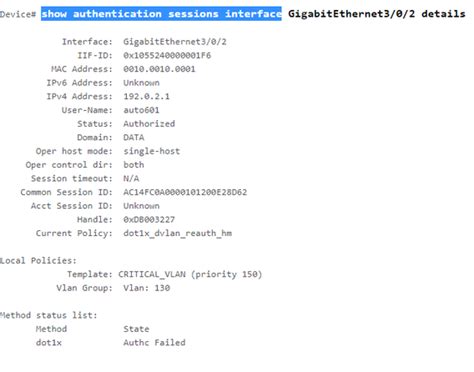 Show Authentication Sessions Interface Cisco Community