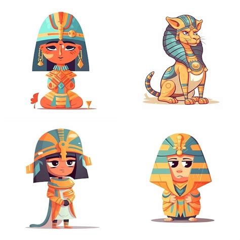 Un Conjunto De Cuatro Personajes De Dibujos Animados Vector Premium