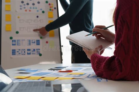 Group Of Ux Developer And Ui Designer Brainstorming About App Interface Design At Modern Office
