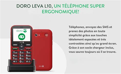 Doro Leva L10 Téléphone Portable Senior Téléphone 4g Débloqué