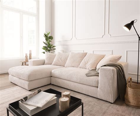 Ecksofa Svada 285x175 Cm Cord Beige Recamiere Links DELIFE In 2022