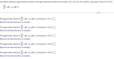 Solved Use Euler S Method To Approximate The Solution To The Chegg