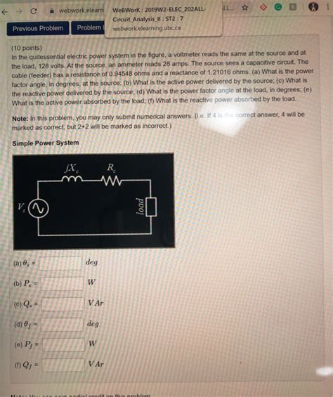 Solved E Webwork Elearn WebWork 2019W2 ELEC 202ALL Chegg Com