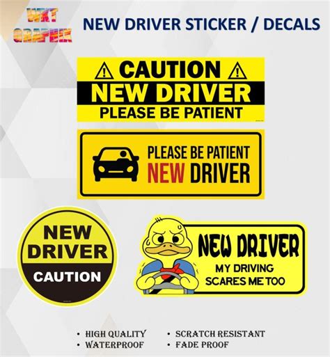 Caution New Driver Sticker Decals For Car Waterproof Matte