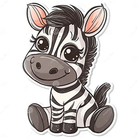Cute Zebra Plushie With Big Eyes Illustration Generated With Ai Stock