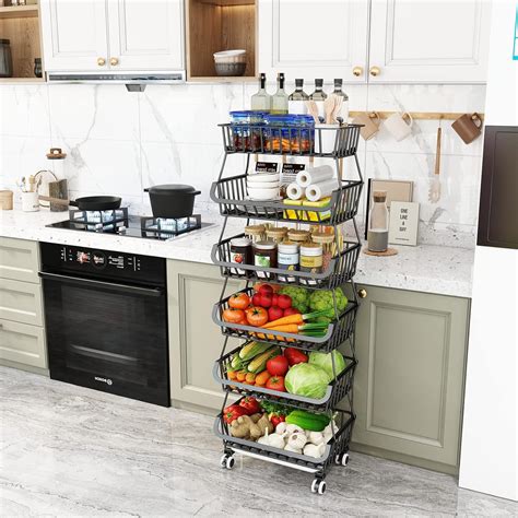 Wisdom Star 6 Tier Fruit Vegetable Basket For Kitchen Fruit Vegetable