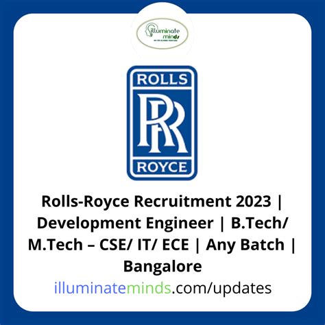 Rolls Royce Recruitment 2023 Development Engineer B Tech M Tech Cse It Ece Any Batch