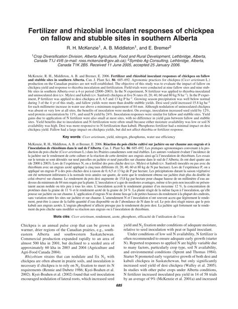 Pdf Fertilizer And Rhizobial Inoculant Responses Of Chickpea On