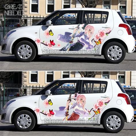 Tailor Made Car Door Stickers Japanese Anime Beautiful Sexy Swordsman Ninja Vinyl Sport Sticker