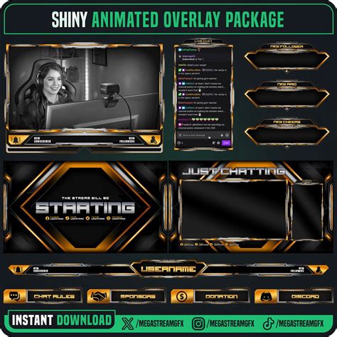 Gold Clean Overlay Pack For Twitch Youtube Gold Overlay Stream Package