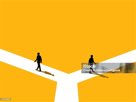 Disagreement Quarrel Two Businessmen Walk Separate Paths Stock