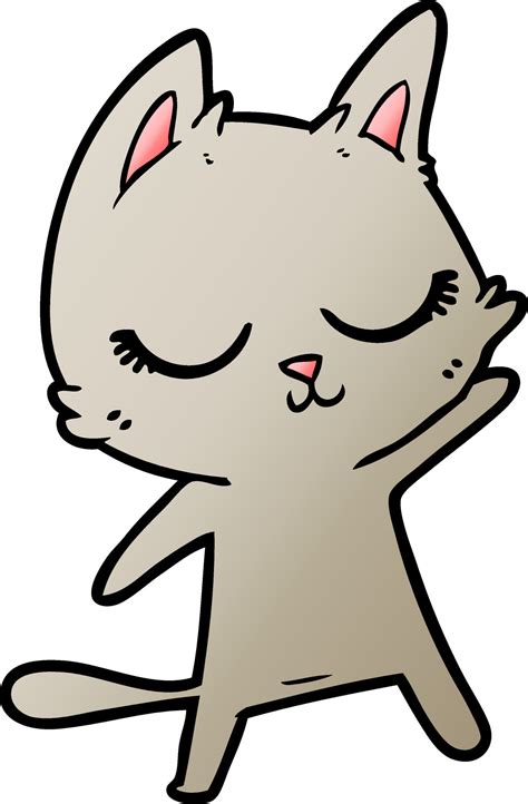 Gato De Dibujos Animados Tranquilo Saludando 12412569 Vector En Vecteezy