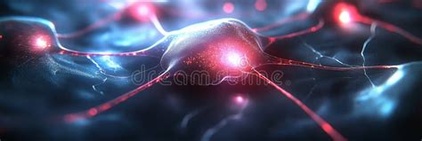 Glowing Neural Network Abstract Nerve Cells Firing With Synapses