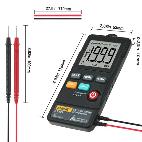 An301 True Rms Digital Multimeter Tester Meter Transistor Testers