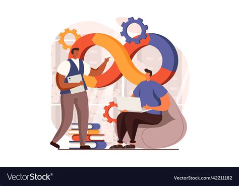 Devops Web Concept In Flat Design Royalty Free Vector Image