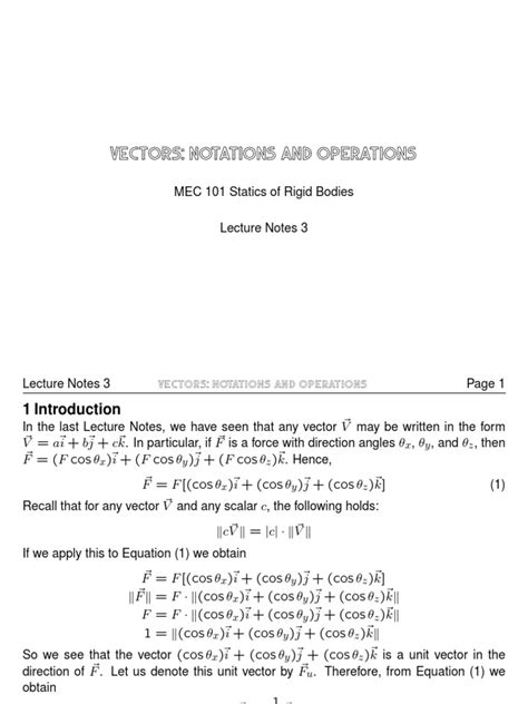 Mec 101 Pdf Scalar Mathematics Euclidean Vector