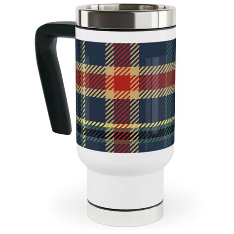 Navy Blue And Pine Plaid Travel Mug With Handle Shutterfly